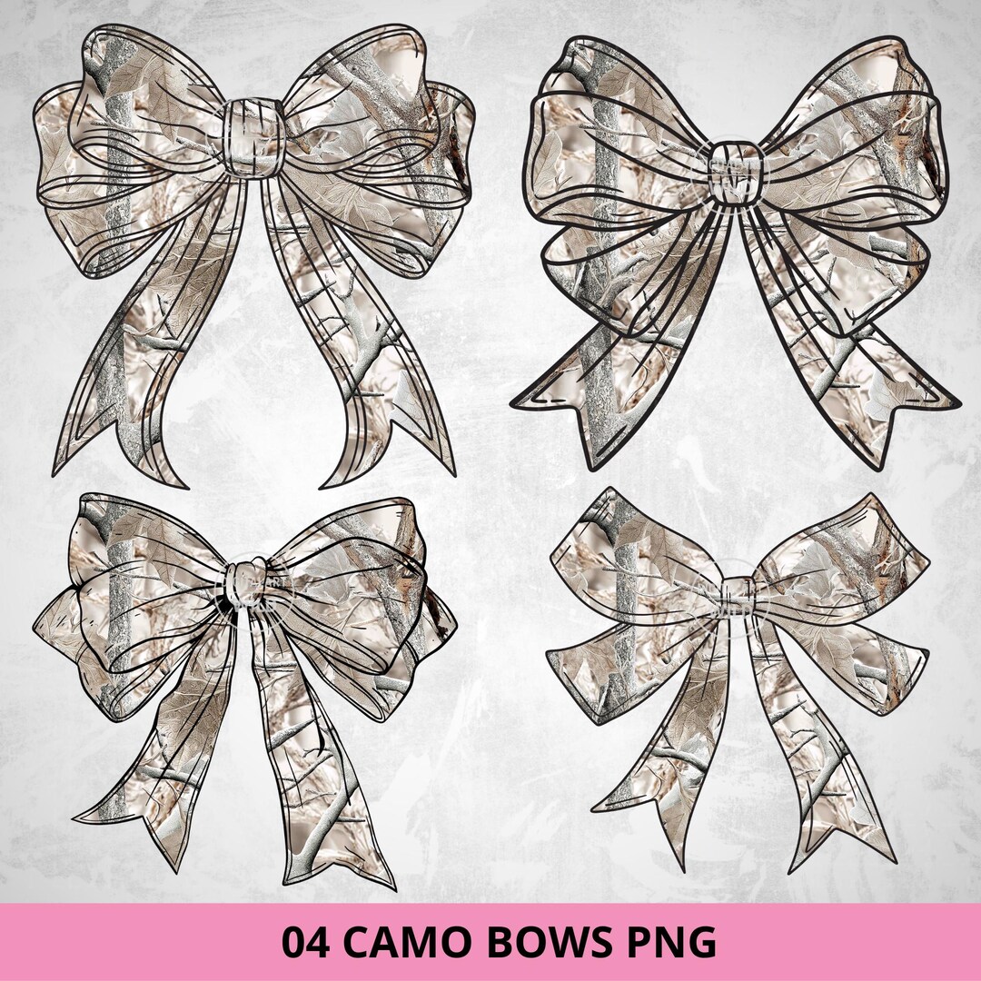 Winter Camo Bow PNG Bundle, Realtree Bow, Hunting Rustic Ribbon ...