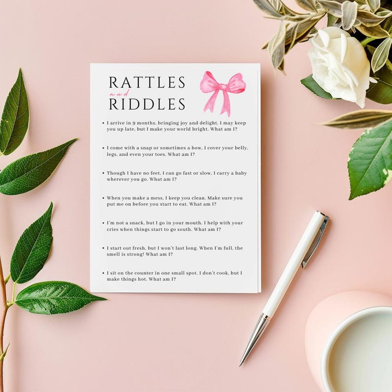 Fun Baby Shower Game - Editable and Printable Digital Template With Bow ...