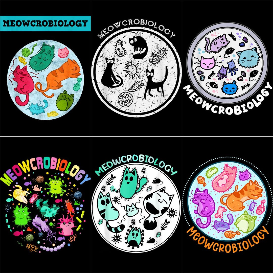 Cute Meowcrobiology Cat Science PNG File - Cat & Microbe Digital Art ...
