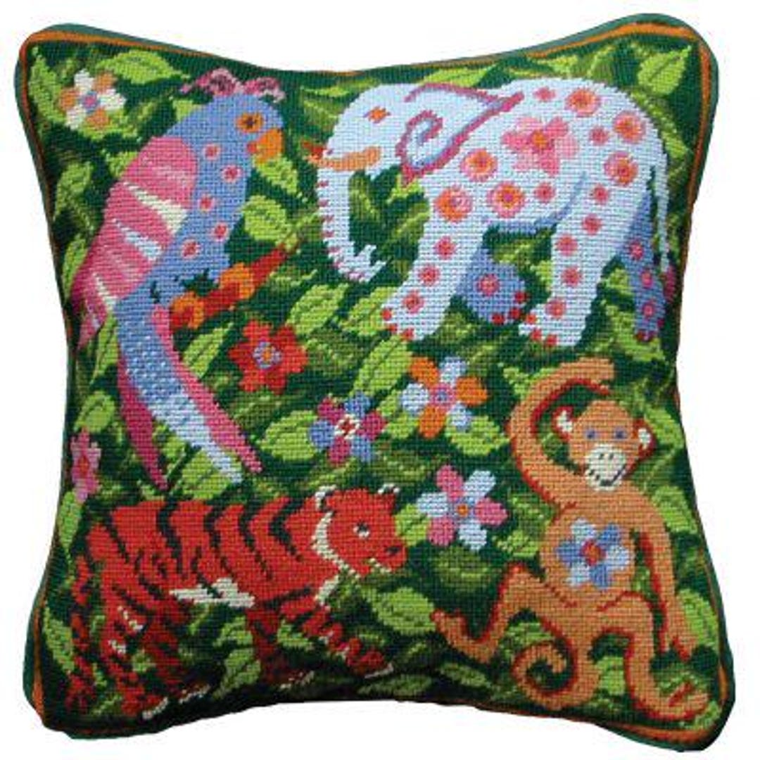 Jungle Scene Needlepoint Kit by Primavera, Including Wool and Printed ...