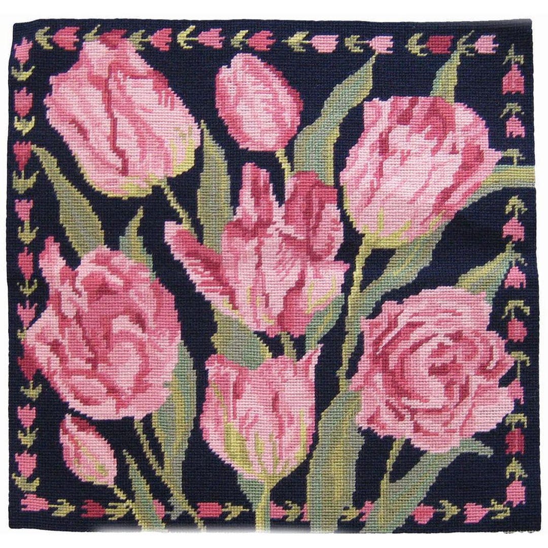 Navy China Tulips Needlepoint Kit by Primavera, Including Wool and ...