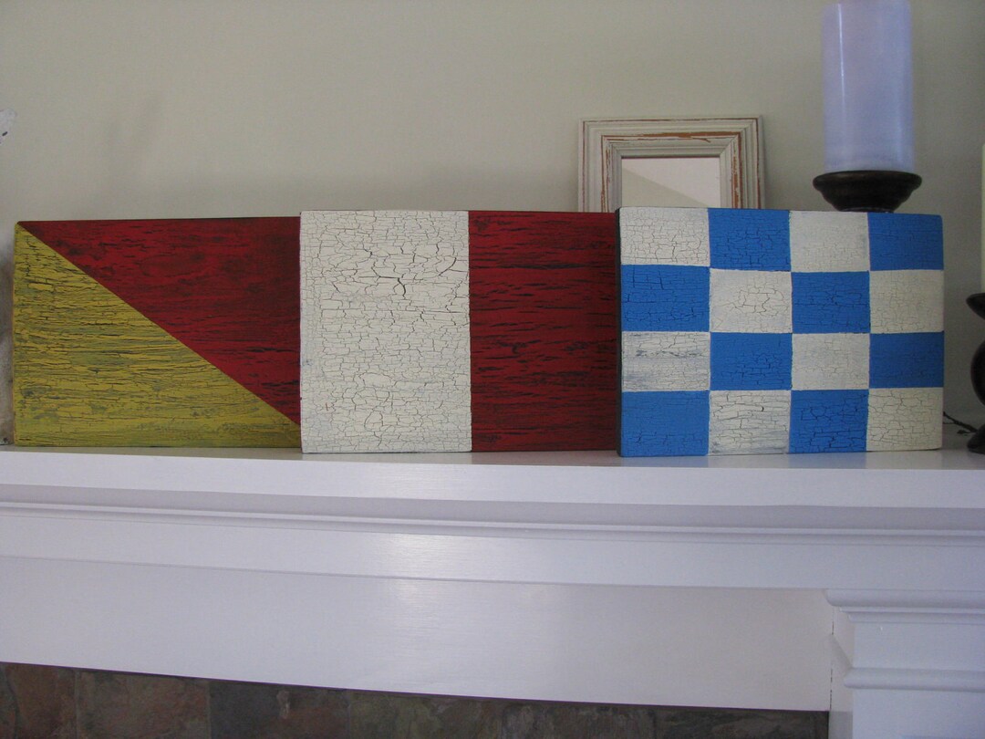 Six----nautical Signal Flag Signs--- Nautical Coastal Design - Etsy