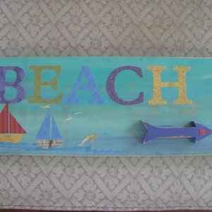 BEACH This Way Sign Hand Made - Etsy