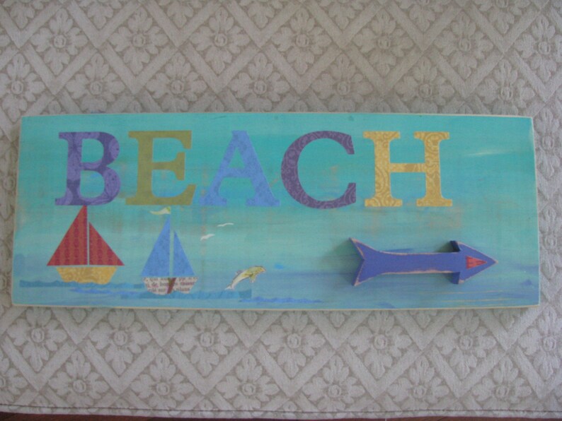 BEACH This Way Sign Hand Made - Etsy