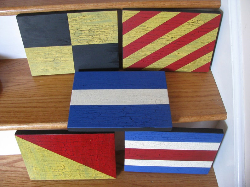 7 Nautical Signal Flag Signs---home -weddings---coastal Room Decor - Etsy