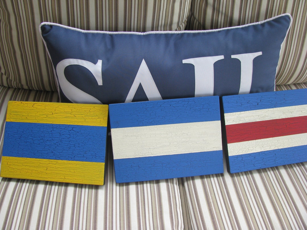 Maritime Nautical Signal Flags / Set of 3/ Coastal Signs - Etsy