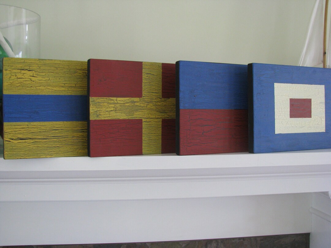 7 Nautical Signal Flag Signs---home -weddings---coastal Room Decor - Etsy