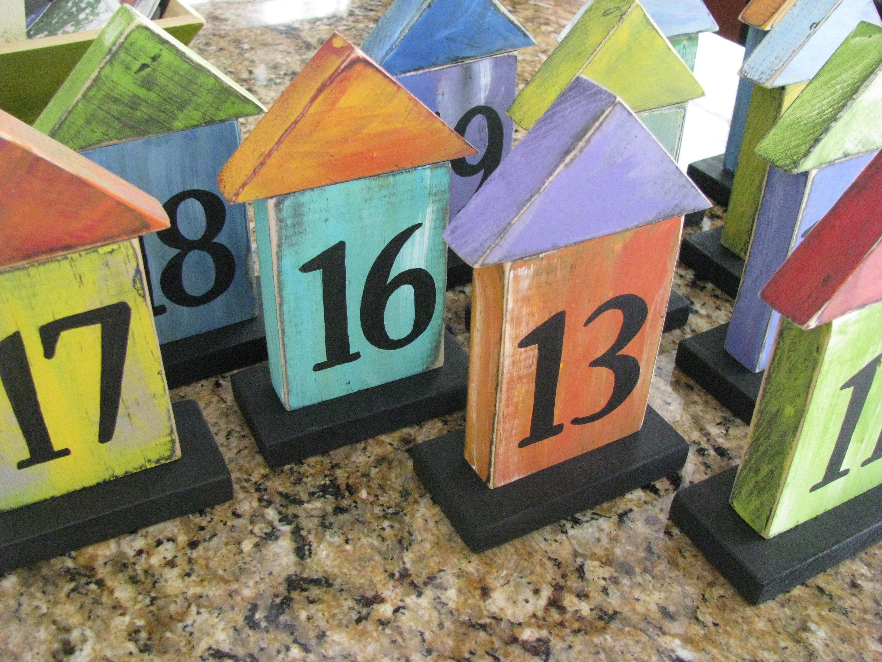 5 Beach Cottages Any Color /table Numbers / 5 Nautical Tropical ...