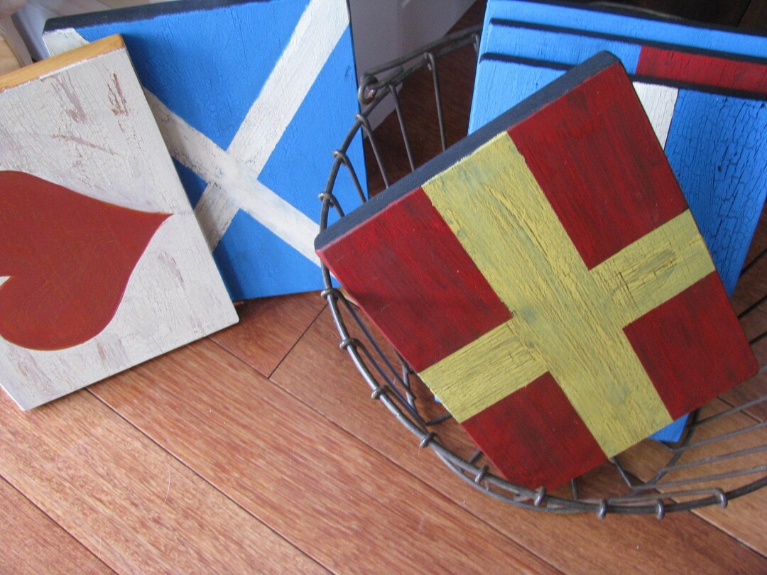 Five---nautical Signal Flag Signs ----weddings--birthdays---room Decor ...