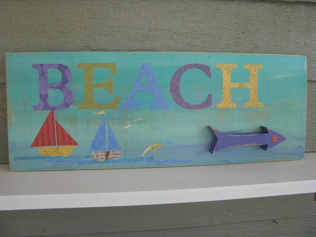 BEACH This Way Sign Hand Made - Etsy