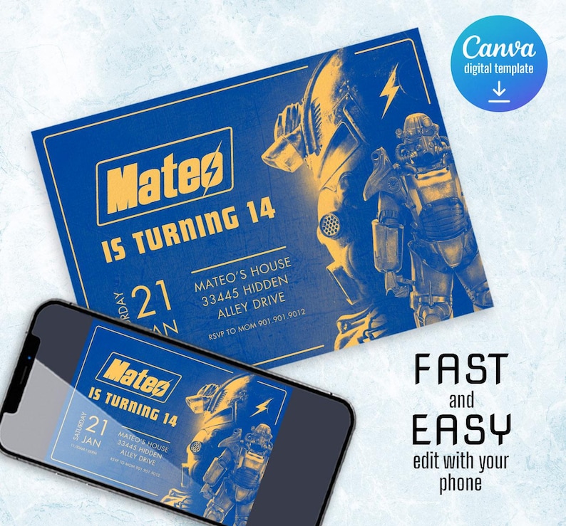 Fallout Birthday Invitation, Printable Invitation, Party Invite ...