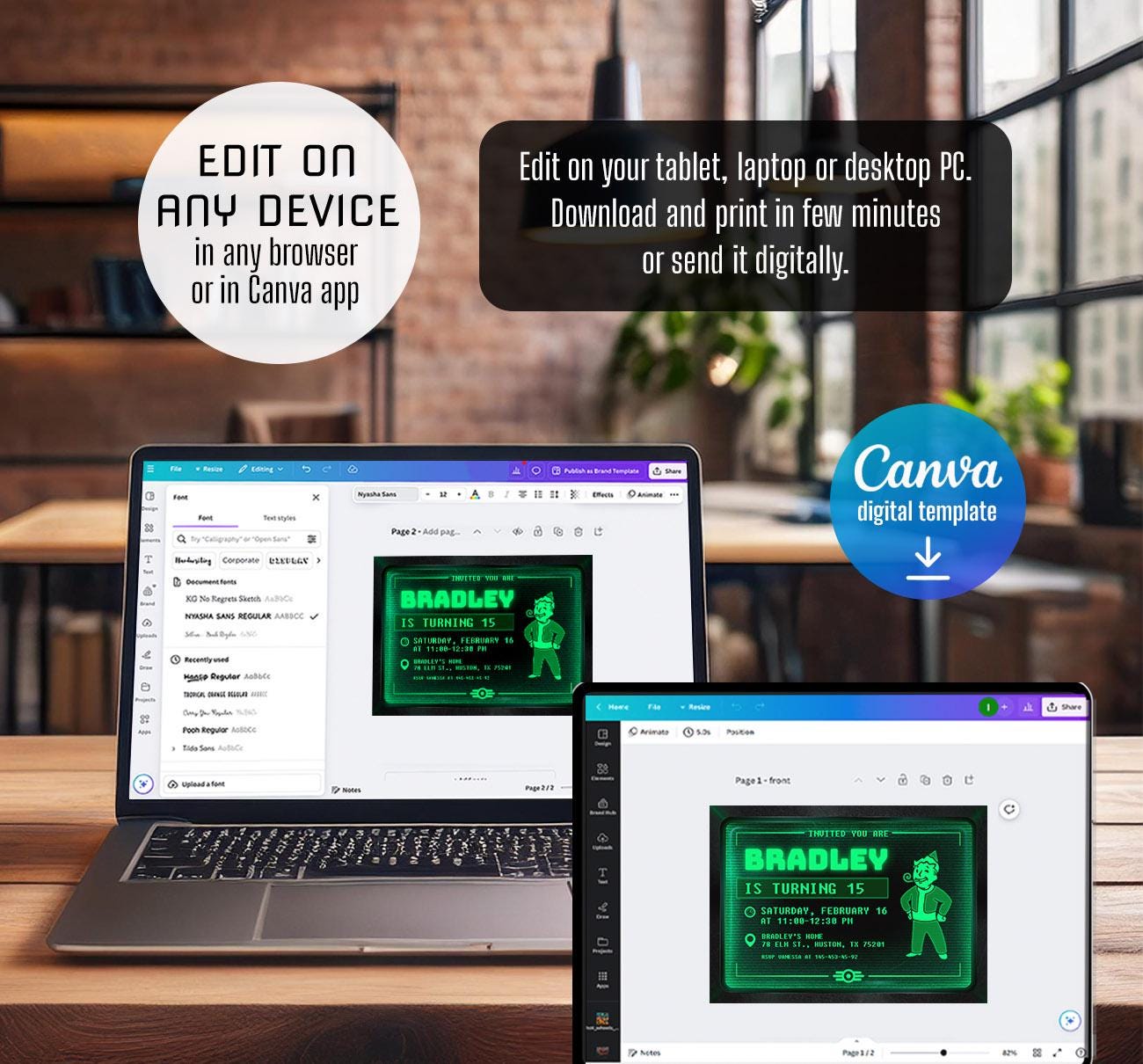 Fallout Birthday Invitation, Printable Invitation, Party Invite ...