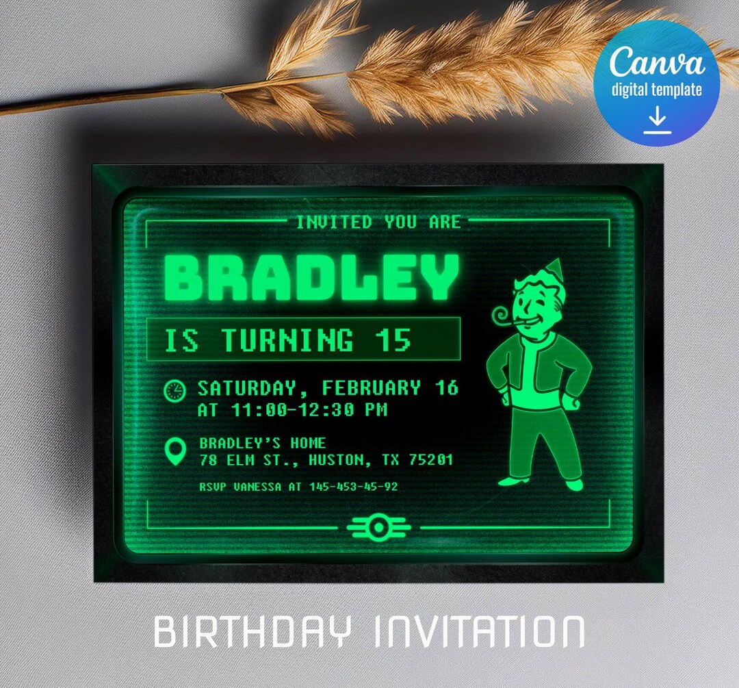 Fallout Birthday Invitation, Printable Invitation, Party Invite ...