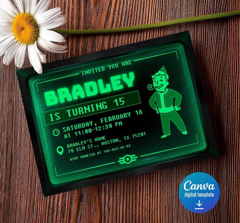 Fallout Birthday Invitation, Printable Invitation, Party Invite ...
