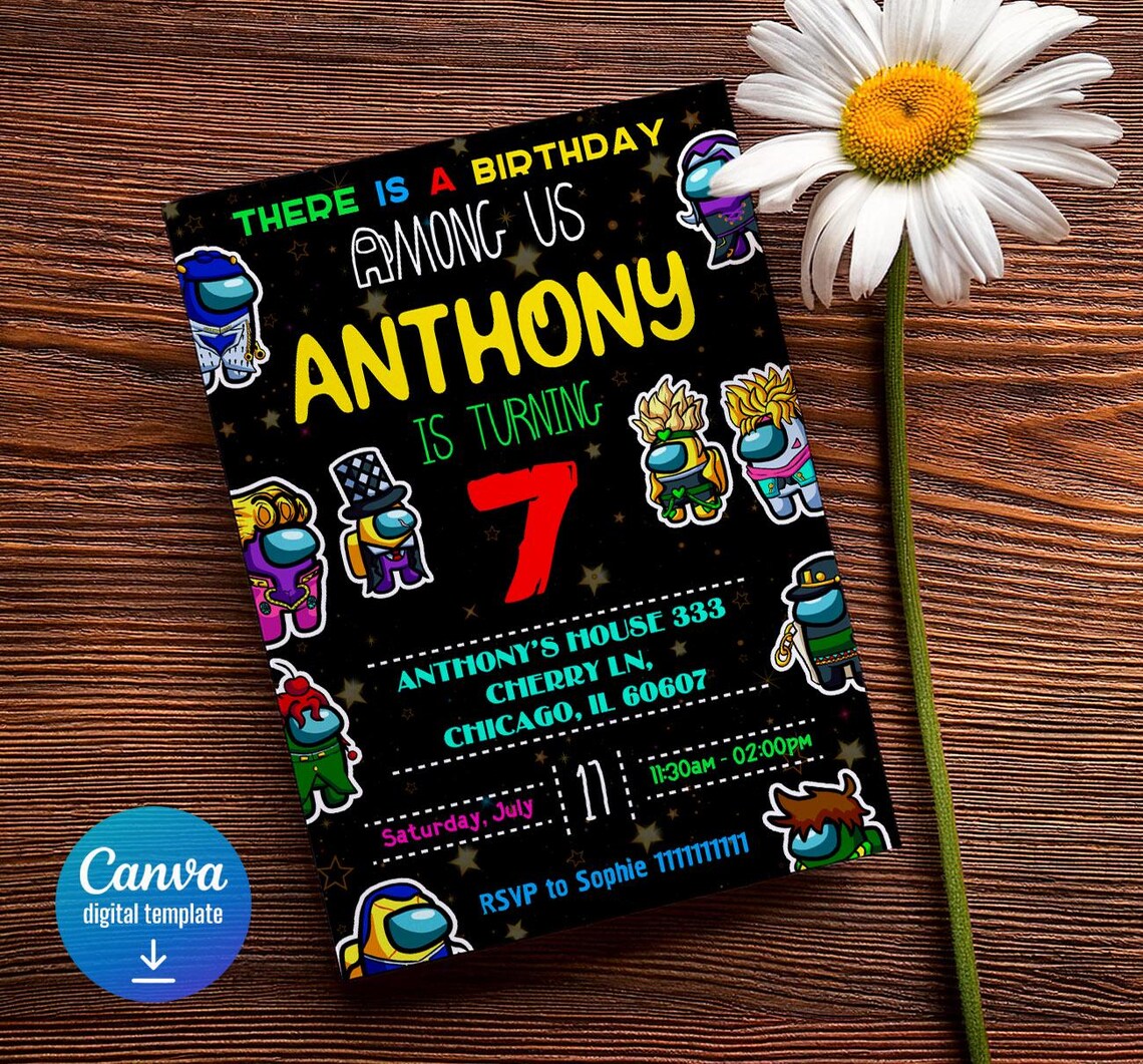 Among Us Birthday Party Invitation Template, Among Us Birthday Invitate ...