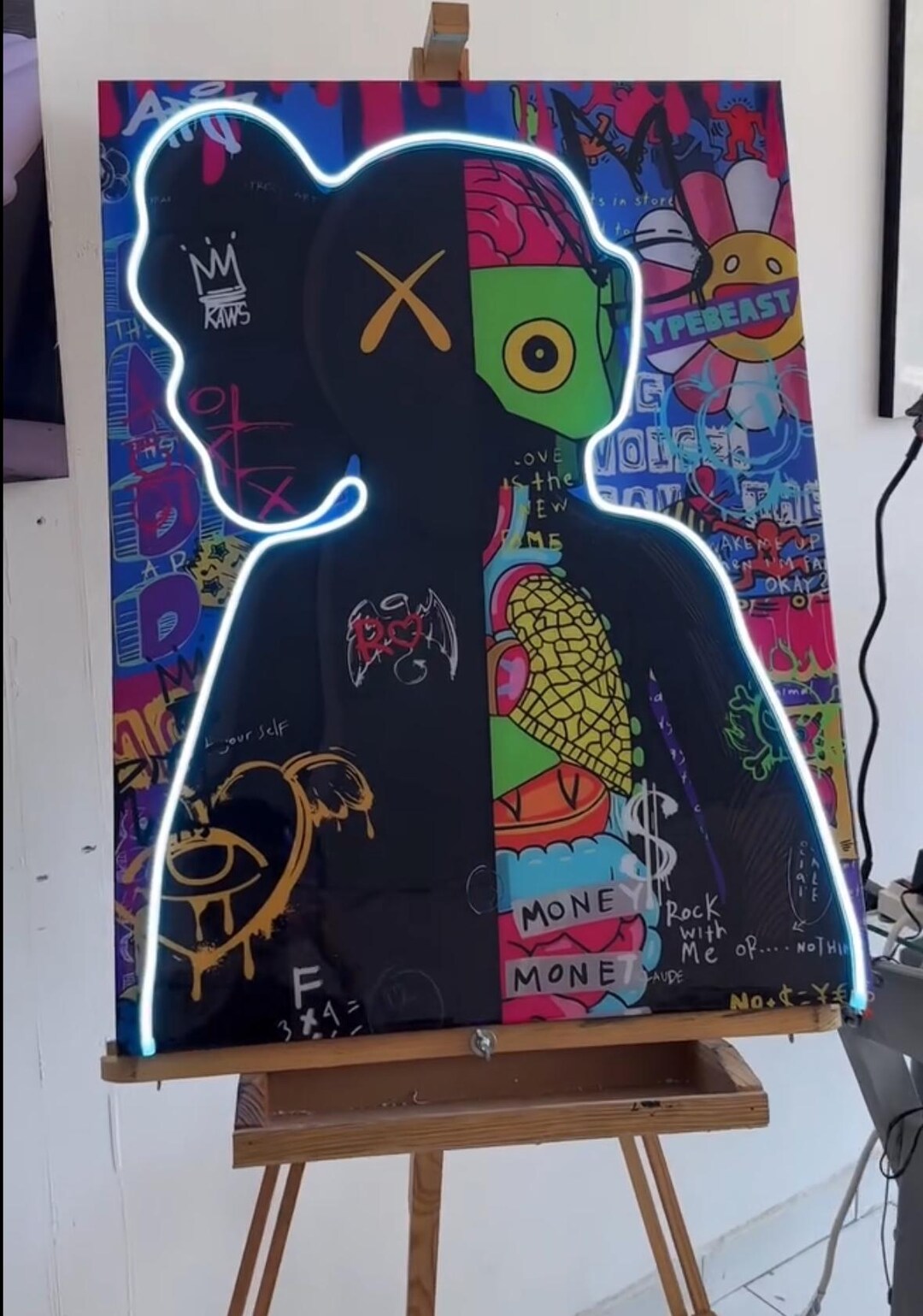 Kaws Splat Custom Graffiti Neon Resin Wood Canvas - Etsy