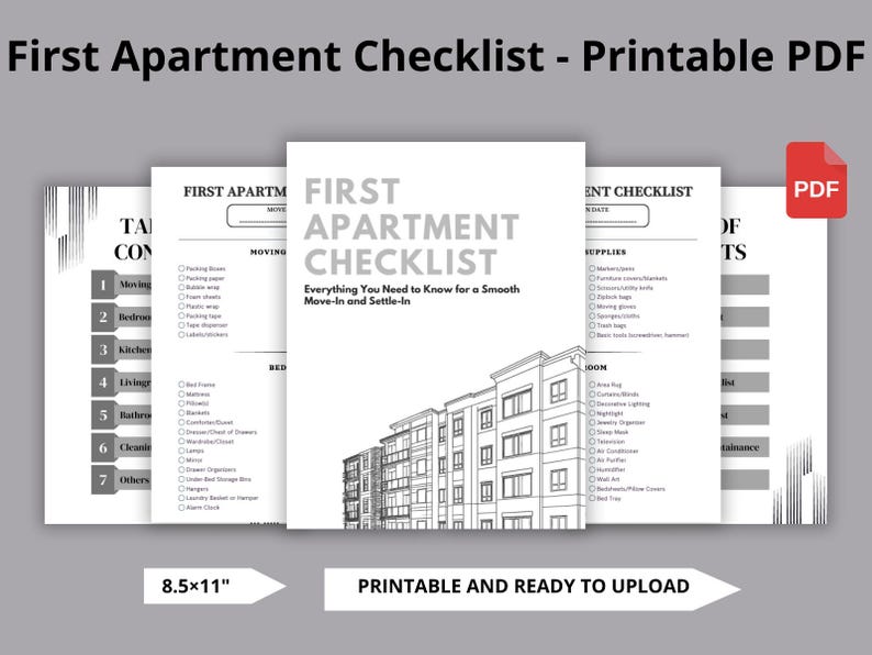 First Apartment Checklist Printable | New Home Essentials List | Moving ...