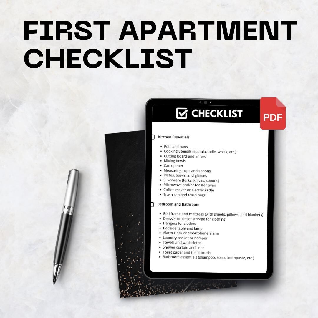 First Apartment Checklist | Printable Moving Essentials | New Apartment ...