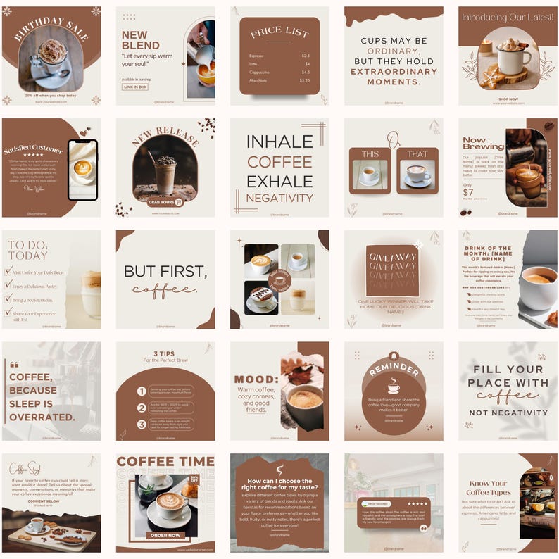 75 Coffee Shop Instagram Posts, Coffee Business Social Media Templates ...