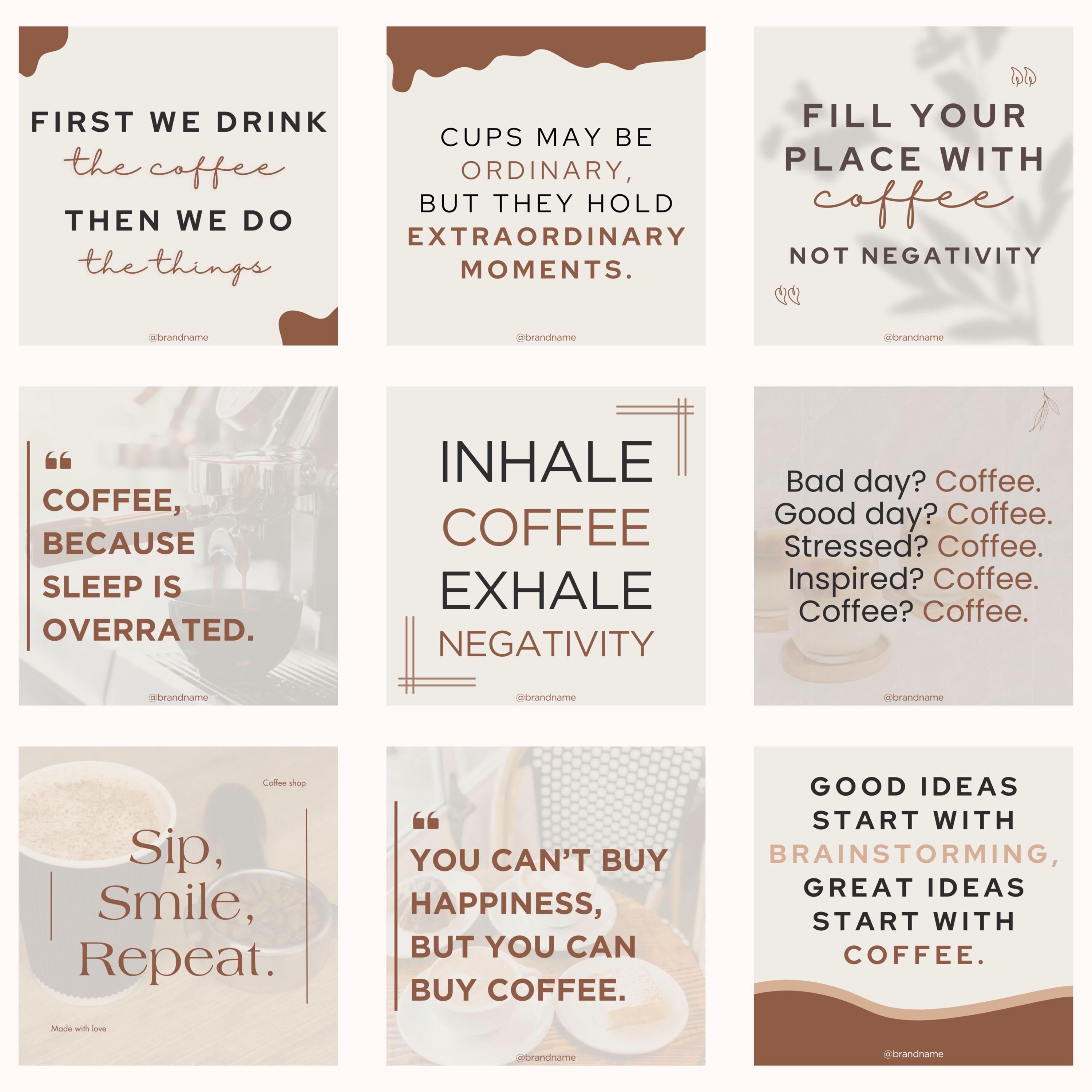 75 Coffee Shop Instagram Posts, Coffee Business Social Media Templates ...