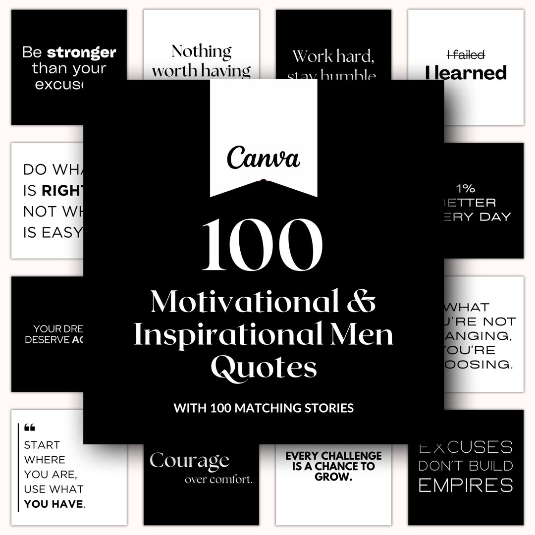100 Men Motivational Quotes, 100 Inspirational Black and White ...
