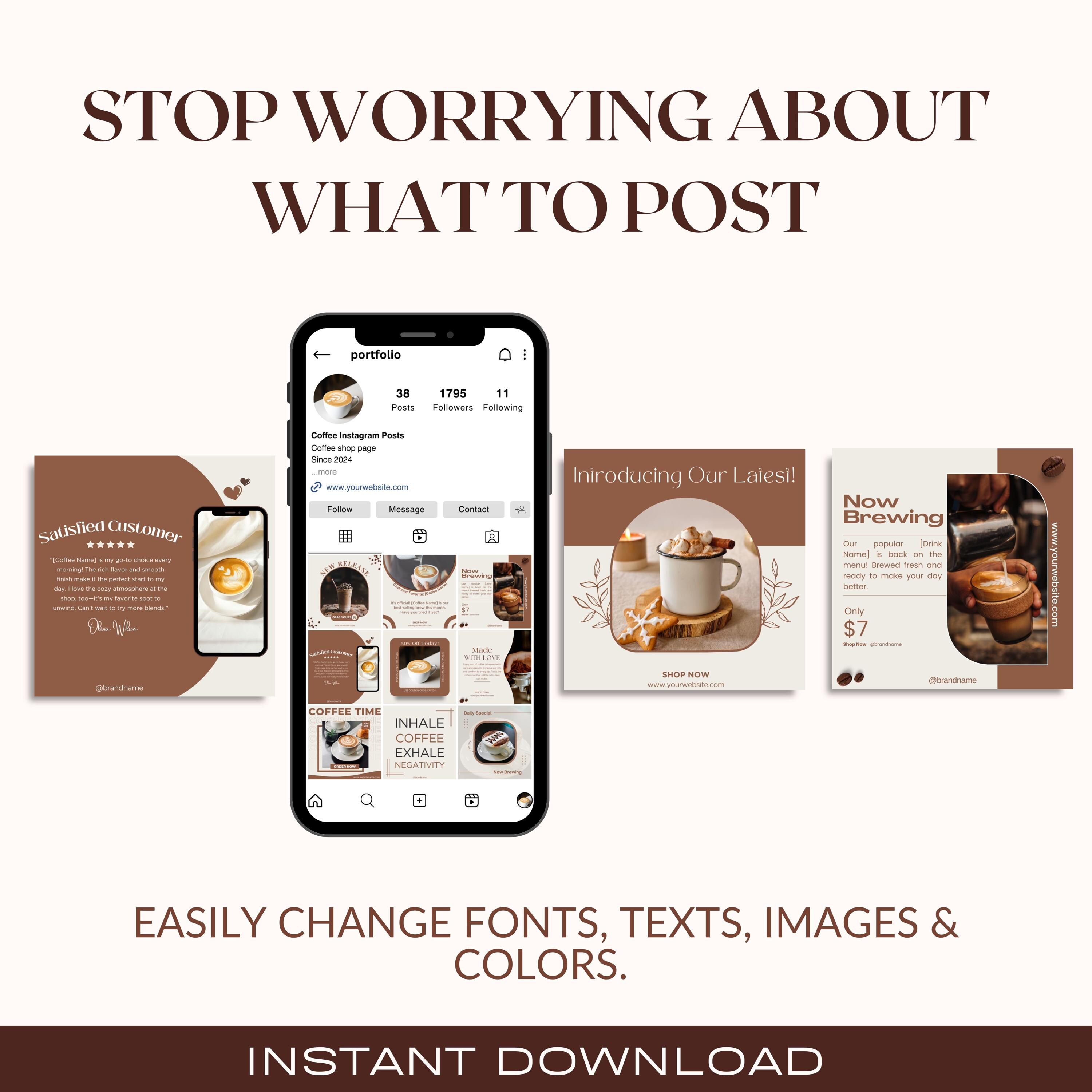 75 Coffee Shop Instagram Posts, Coffee Business Social Media Templates ...