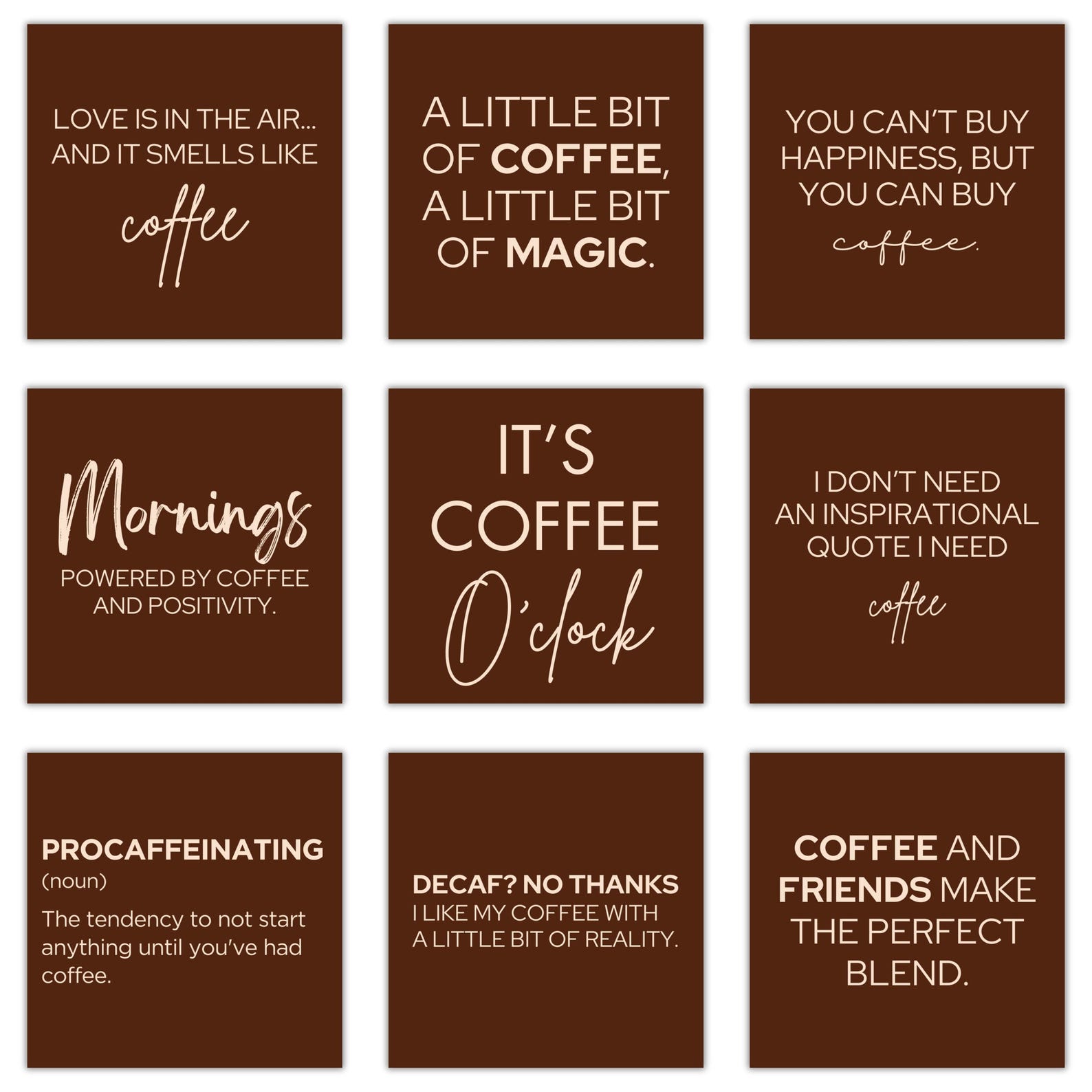 Coffee Quotes Instagram Posts, 50 Coffee Shop Page Instagram Templates ...