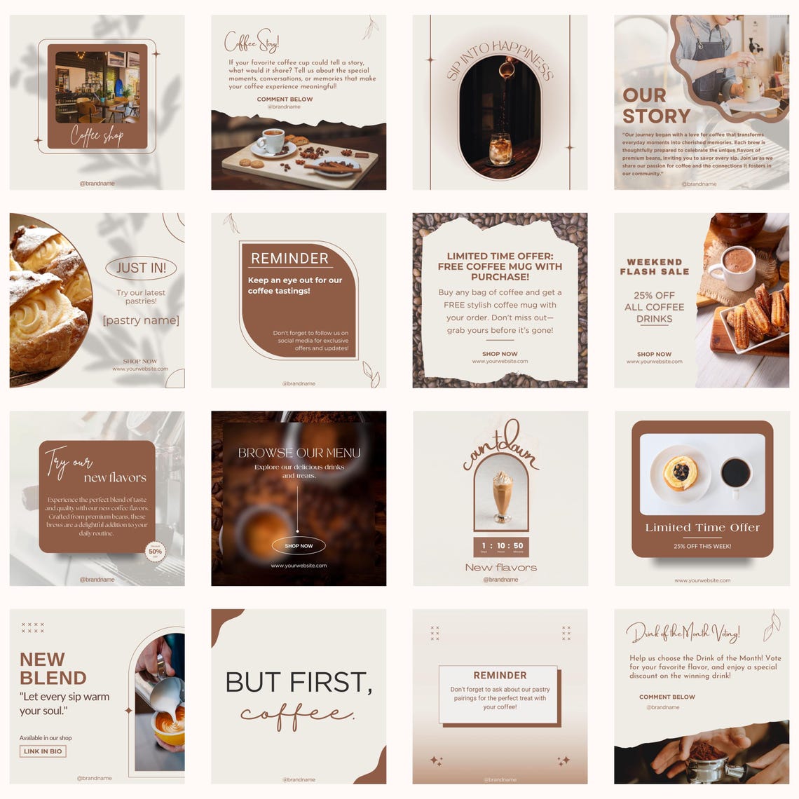 75 Coffee Shop Instagram Posts, Coffee Business Social Media Templates ...