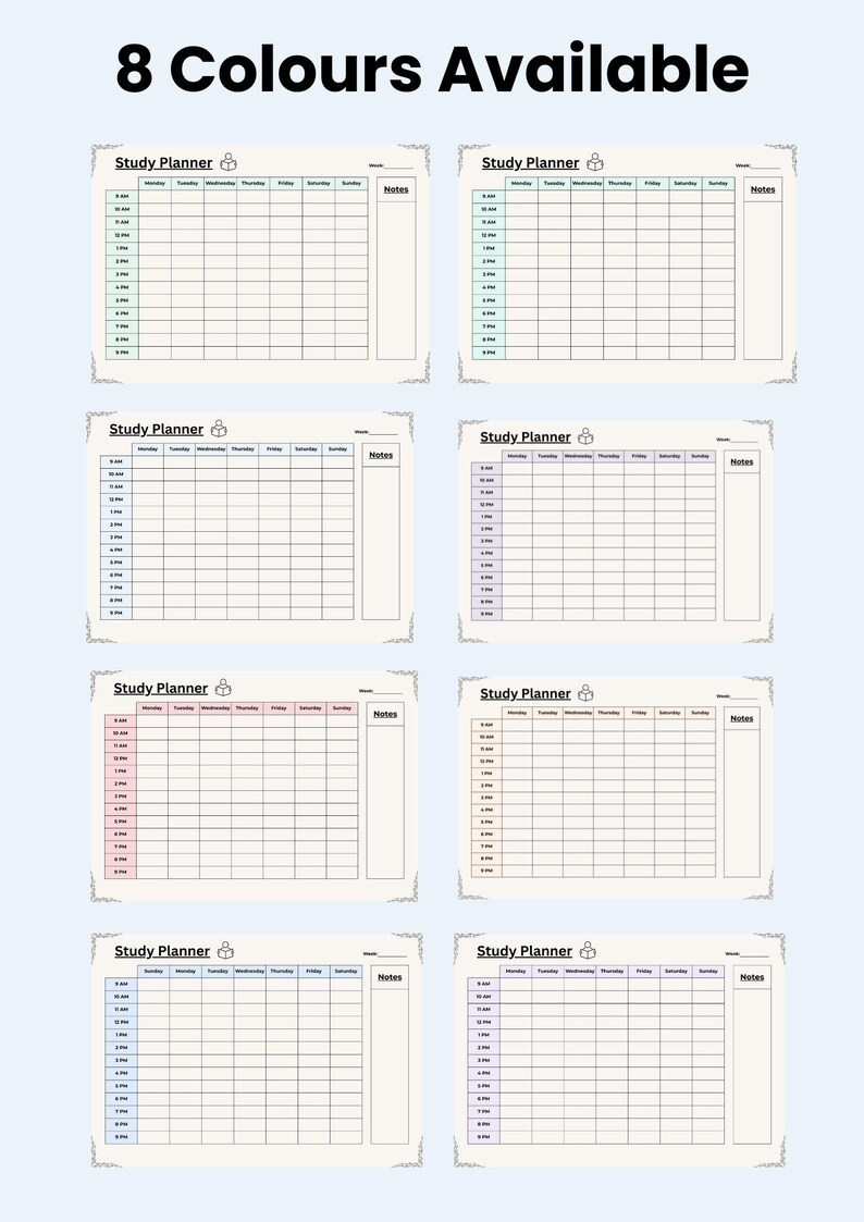 Printable Revision Timetable | Weekly Study Planner for Students | A4 ...