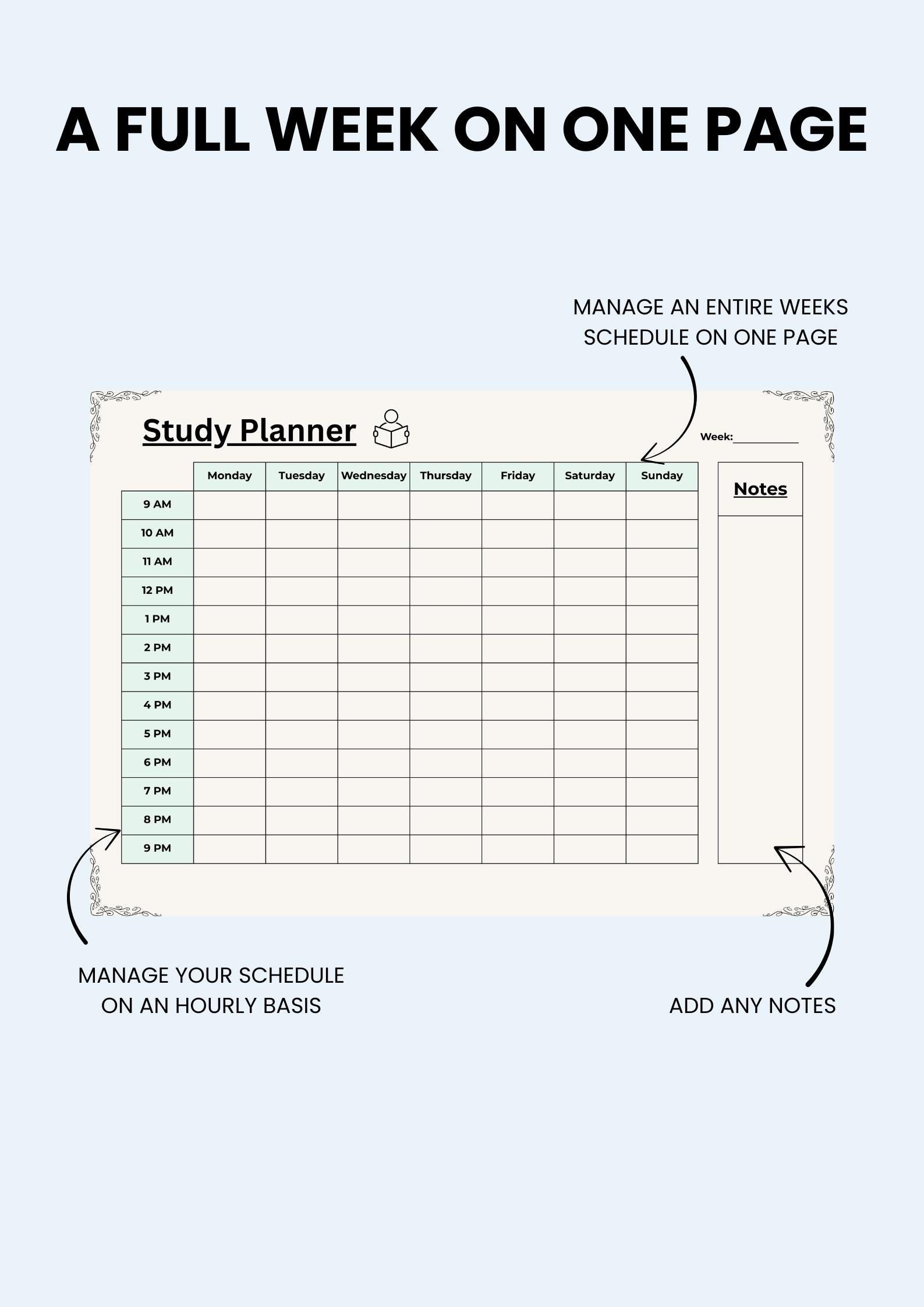 Printable Revision Timetable | Weekly Study Planner for Students | A4 ...