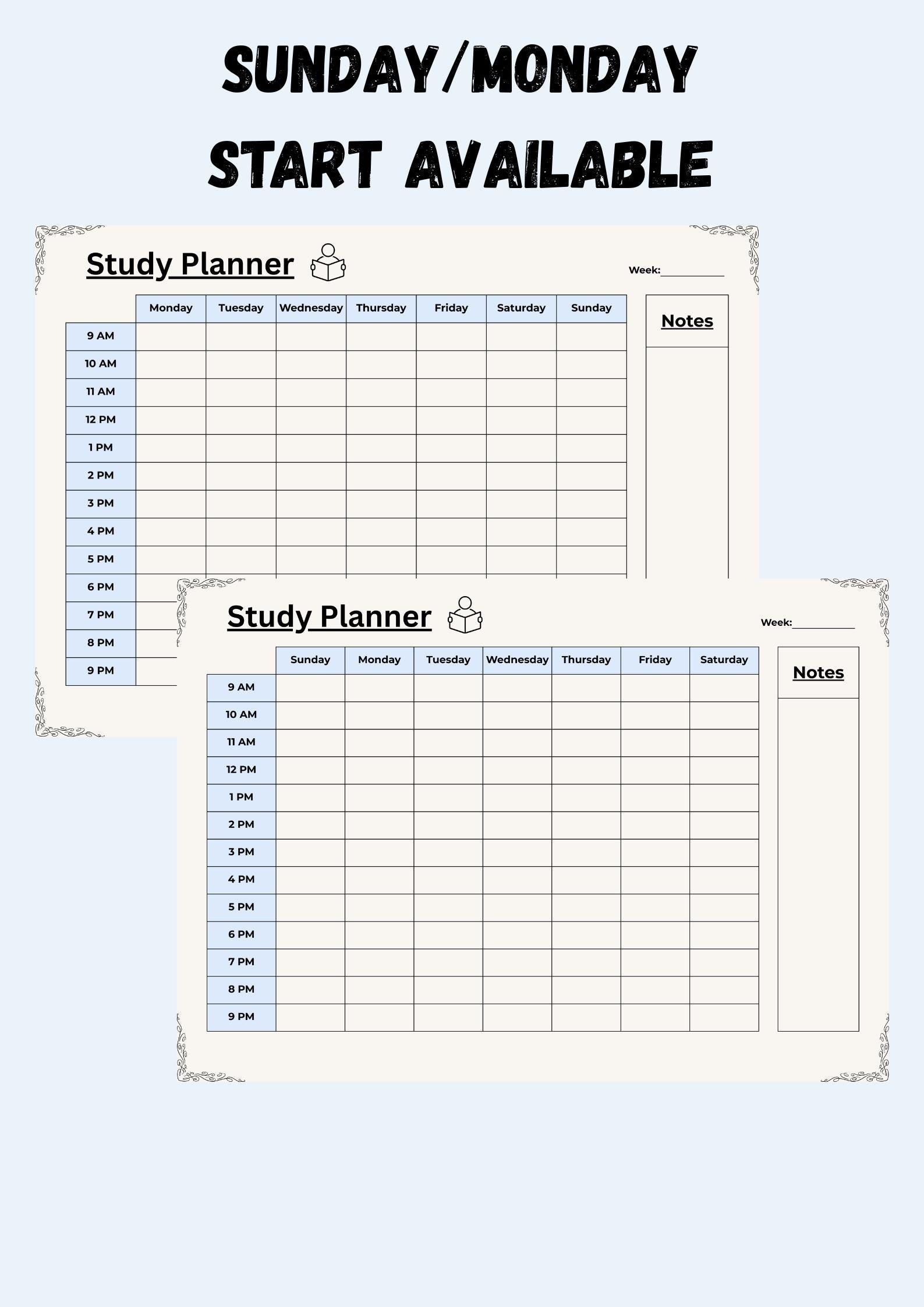 Printable Revision Timetable | Weekly Study Planner for Students | A4 ...