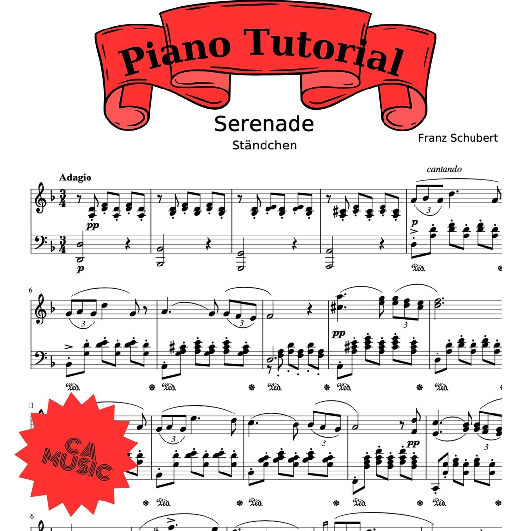 Schubert – Serenade (piano Solo) | Sheet Music + MIDI + MP3 | Classical Digital Download - Etsy