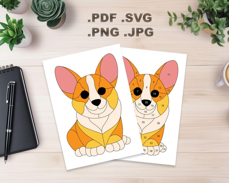 Adorable Corgi Stained Glass Pattern PDF, Dog Lover Hanging Suncatcher ...