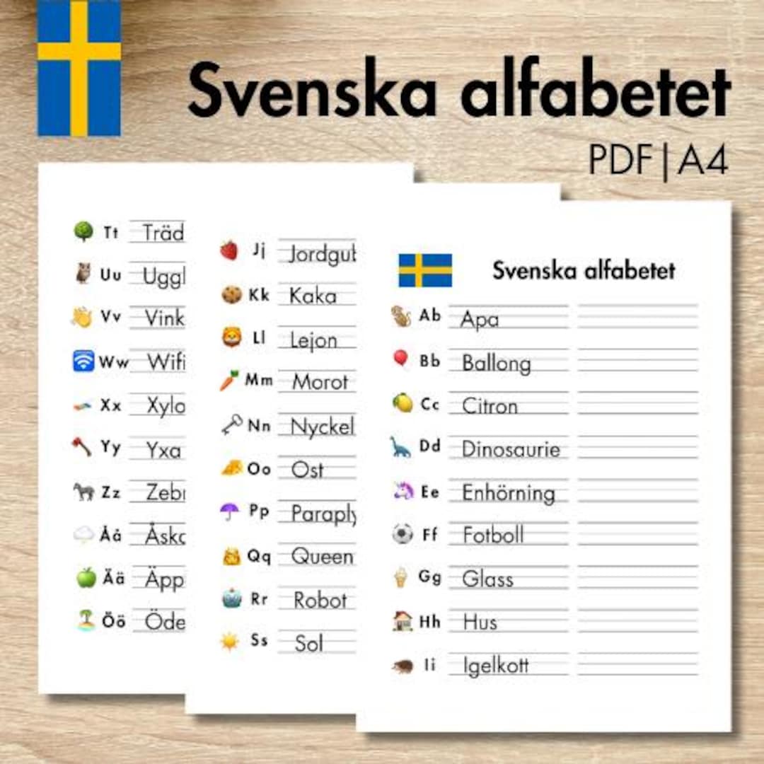Skriv Svenska Alfabetet - Öva ABC - Swedish Alphabet Worksheet ...