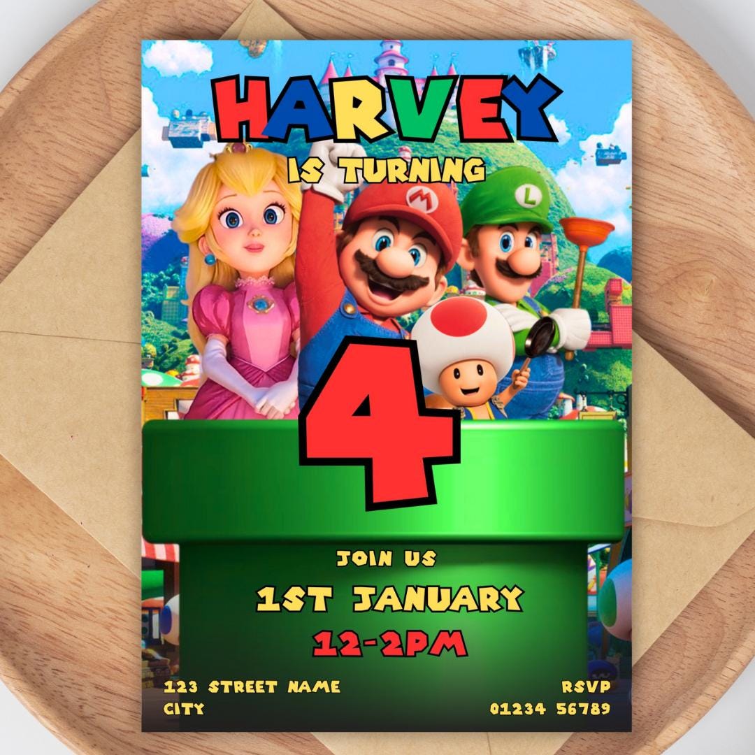 Super Mario Editable Birthday Invitation | Printable Party Invitation ...
