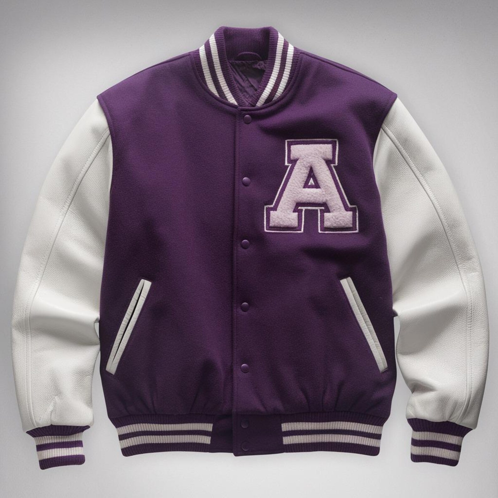 Purple and White Wool Varsity Jacket: Embroidered Letterman Bomber - Etsy