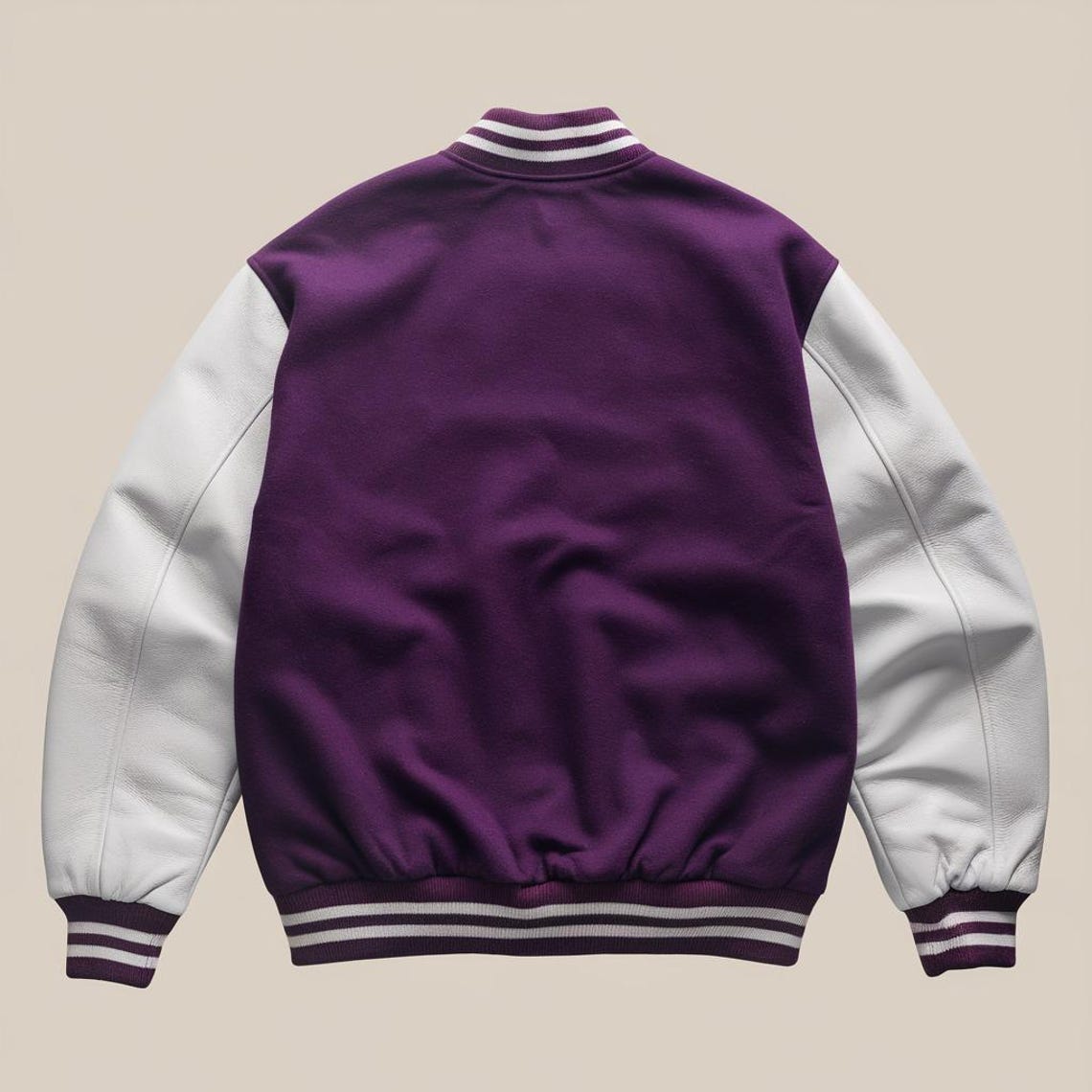 Purple and White Wool Varsity Jacket: Embroidered Letterman Bomber - Etsy
