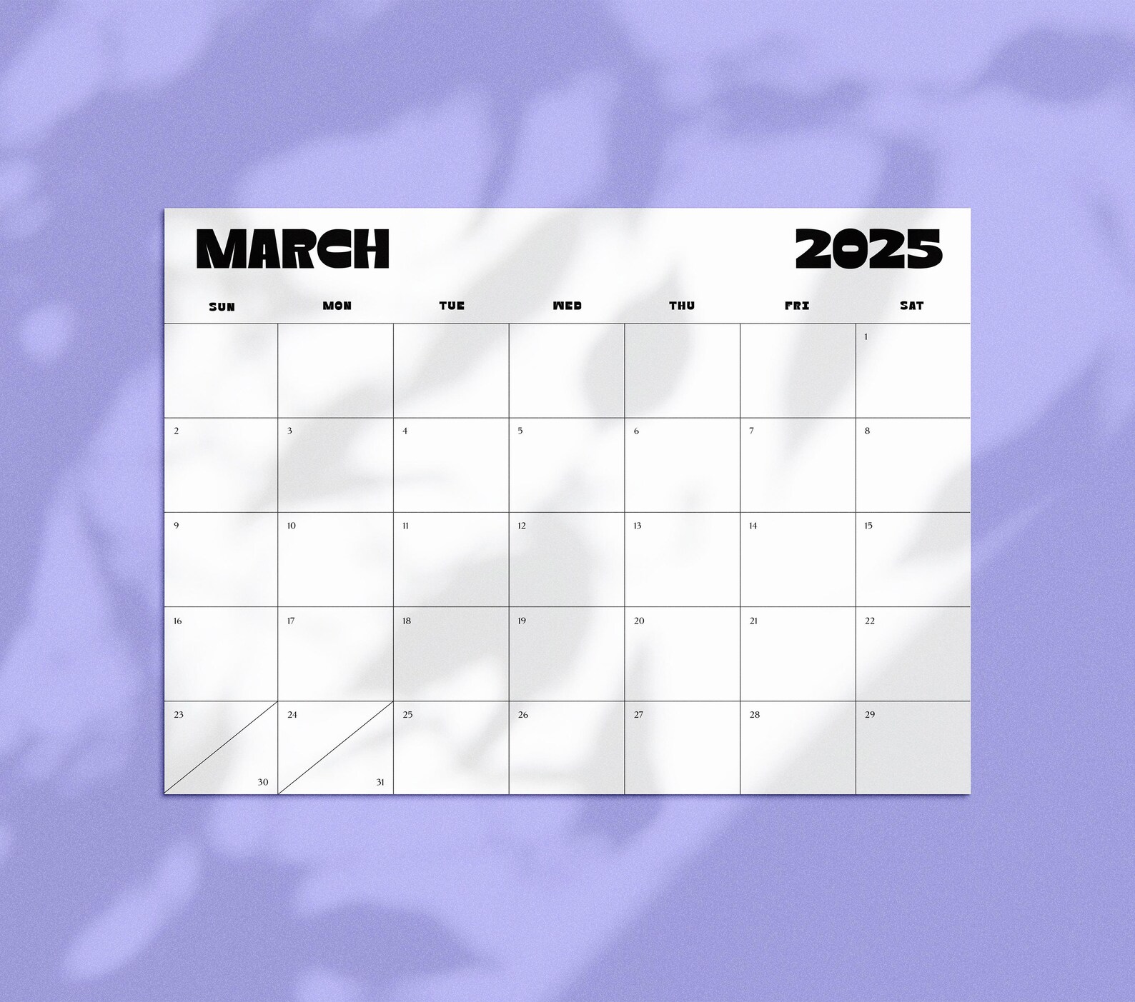 2025 Monthly Calendar | 11x8.5in | Funky Font | Digital Download - Etsy