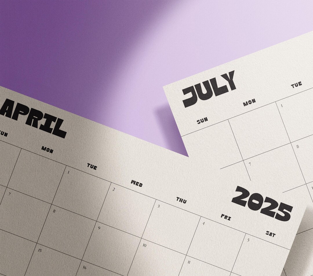2025 Monthly Calendar | 11x8.5in | Funky Font | Digital Download - Etsy