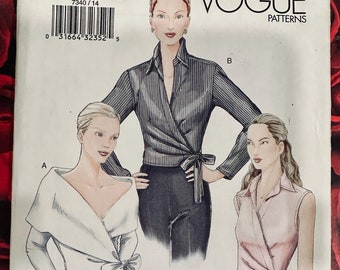 Wrap Blouse With Tucks Vogue 7828 Uncut Pattern - Etsy