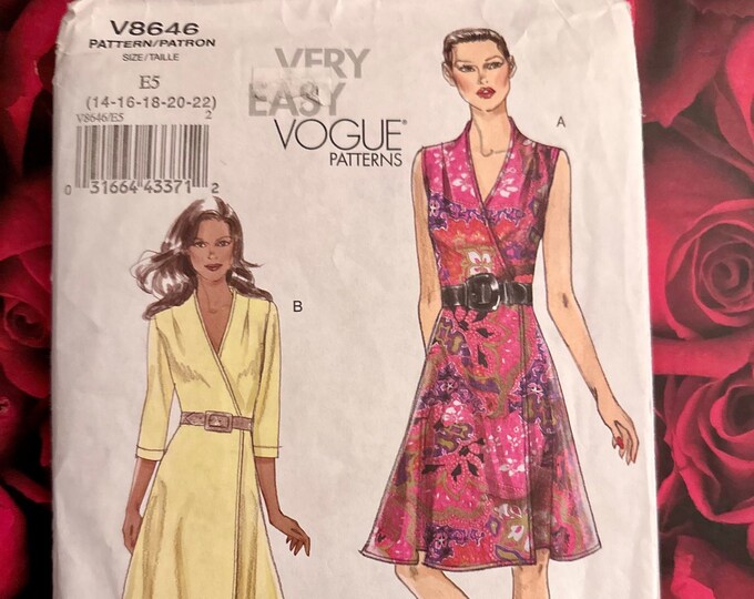Vogue Wrap Dress Pattern #8646 - Etsy