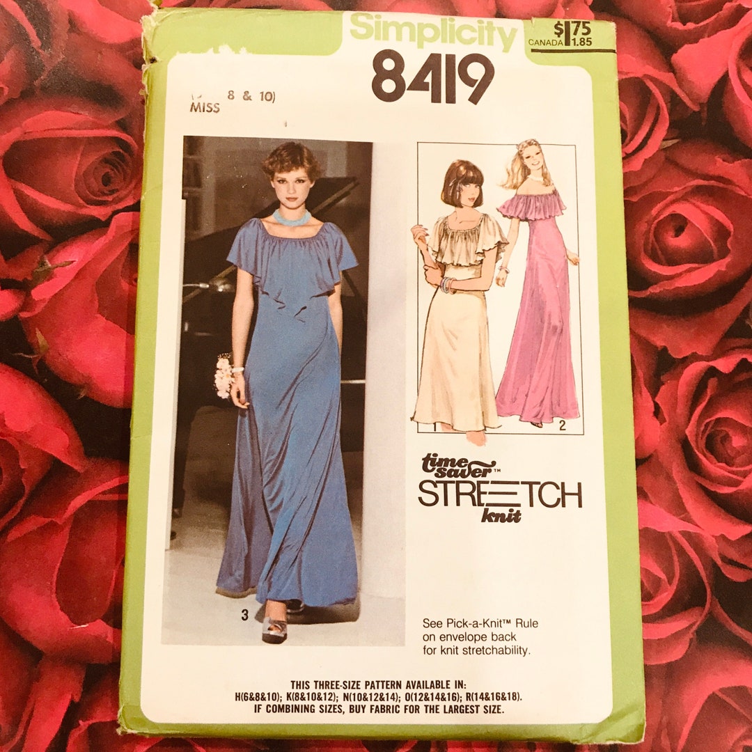 70s Uncut Dress Pattern-simplicity 8419 - Etsy