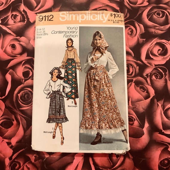 Uncut 70s Skirt and Blouse Pattern Simplicity 9112 | Etsy