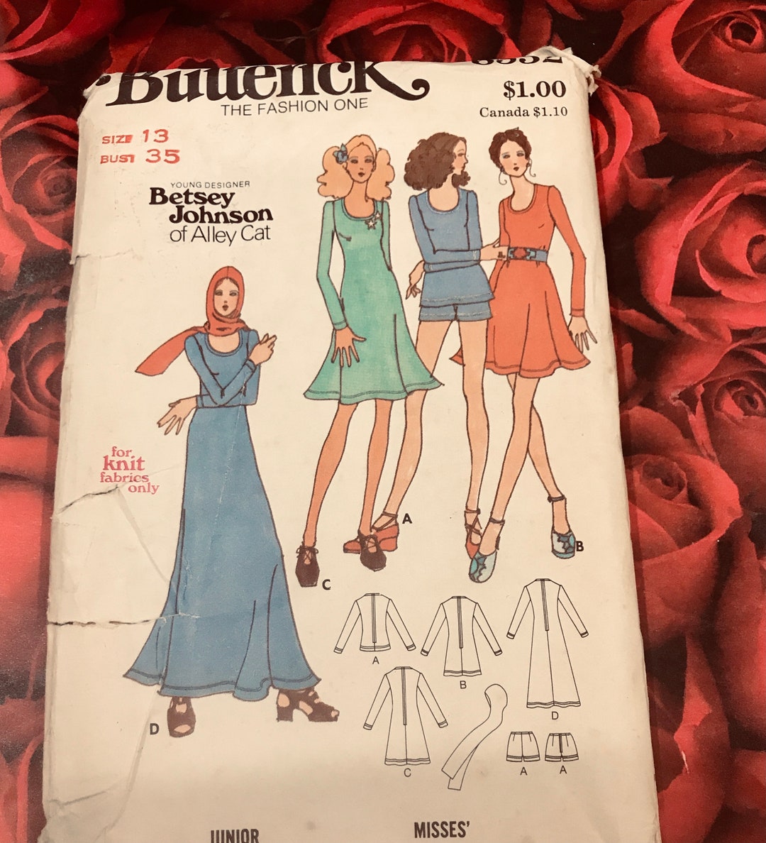 1970’s Betsey Johnson Dress and Shorts Pattern - Butterick #6532 - Etsy