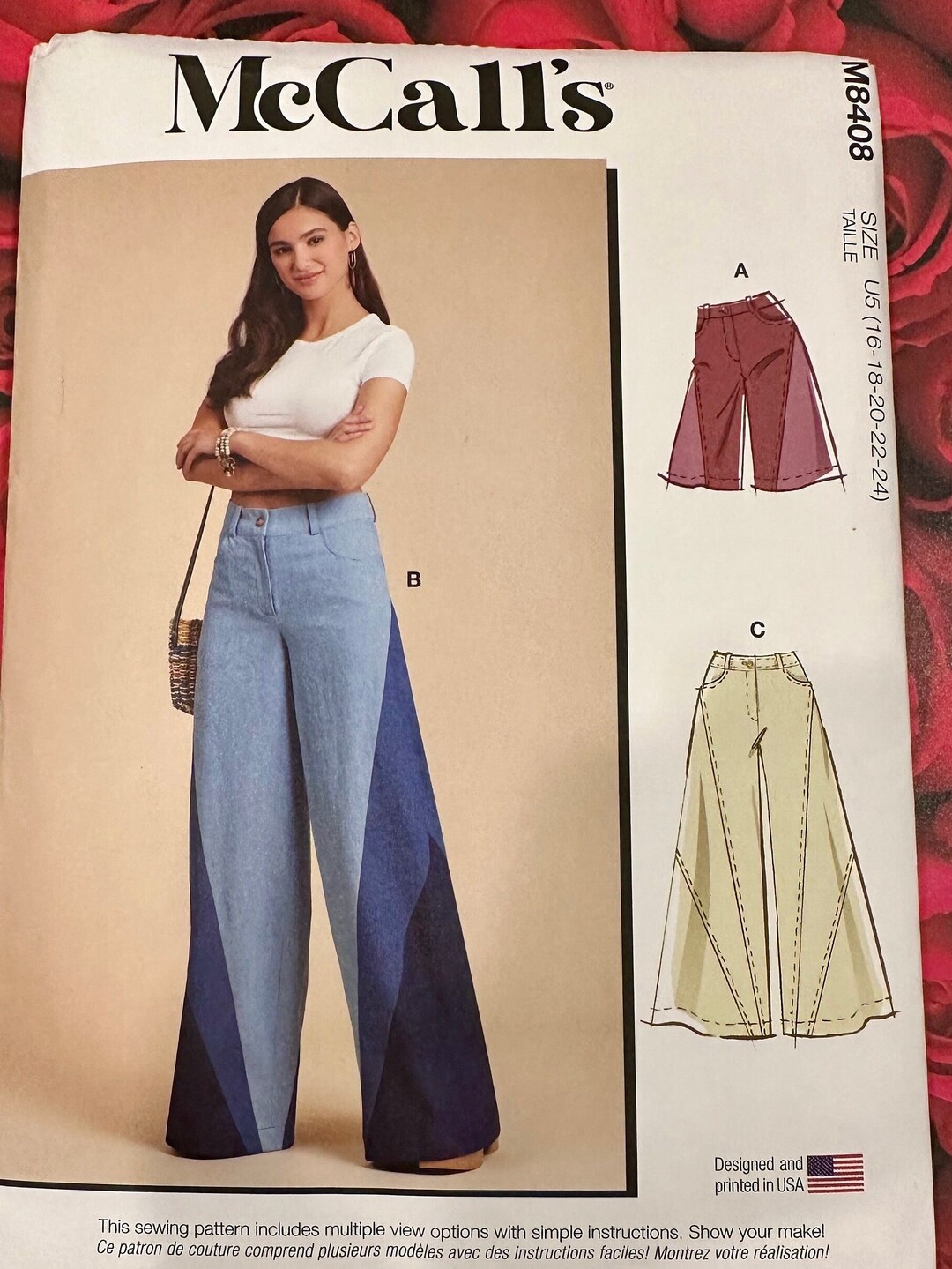 Uncut Bell Bottom Pants Sewing Pattern-mccalls #8408 - Etsy