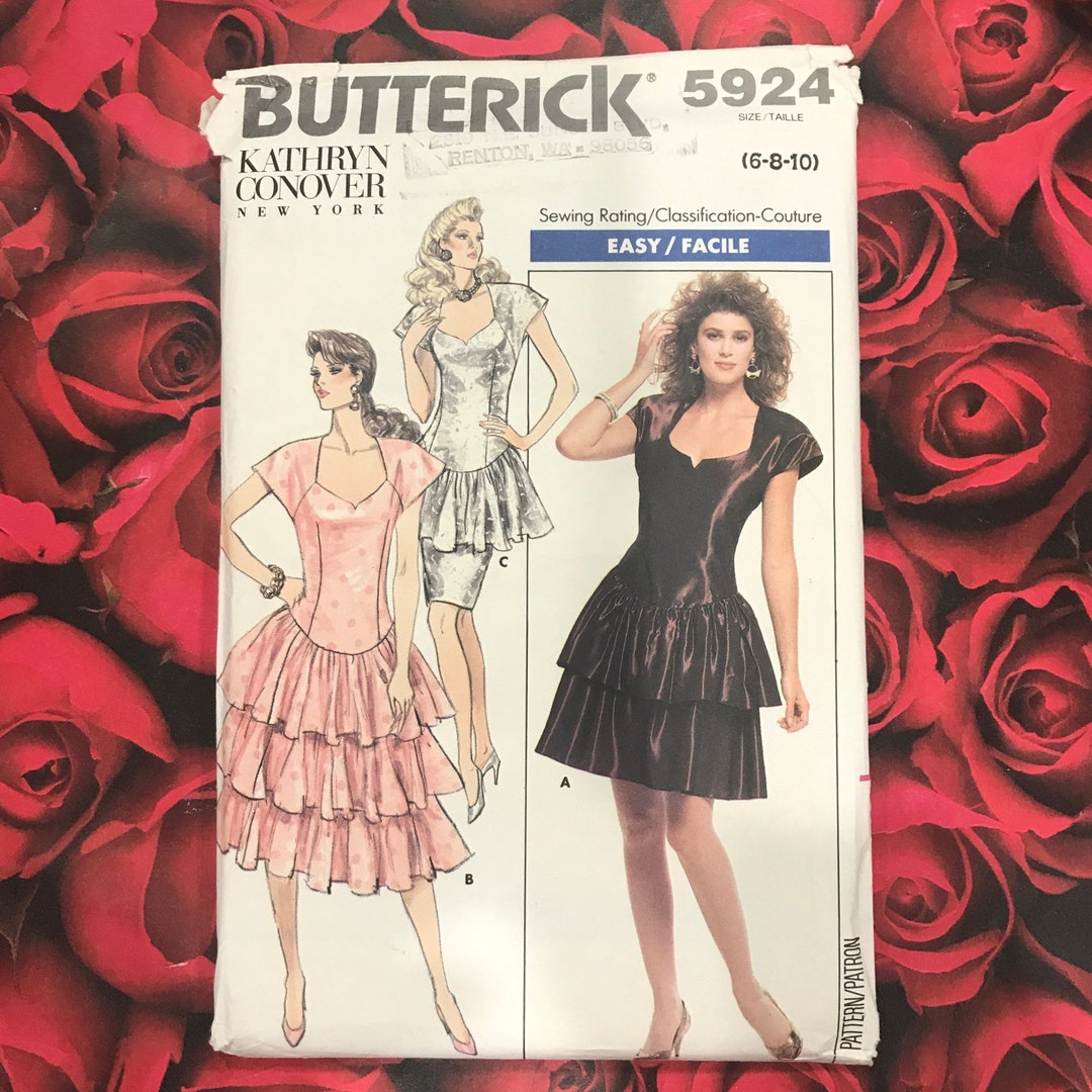 80’s Uncut Dress Pattern- Butterick #5924 - Etsy