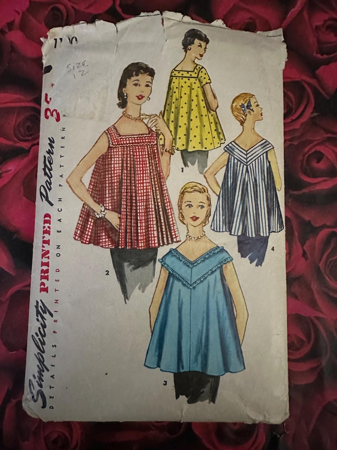 1950 Maternity Top Pattern in 4 Styles-simplicity 1100 - Etsy