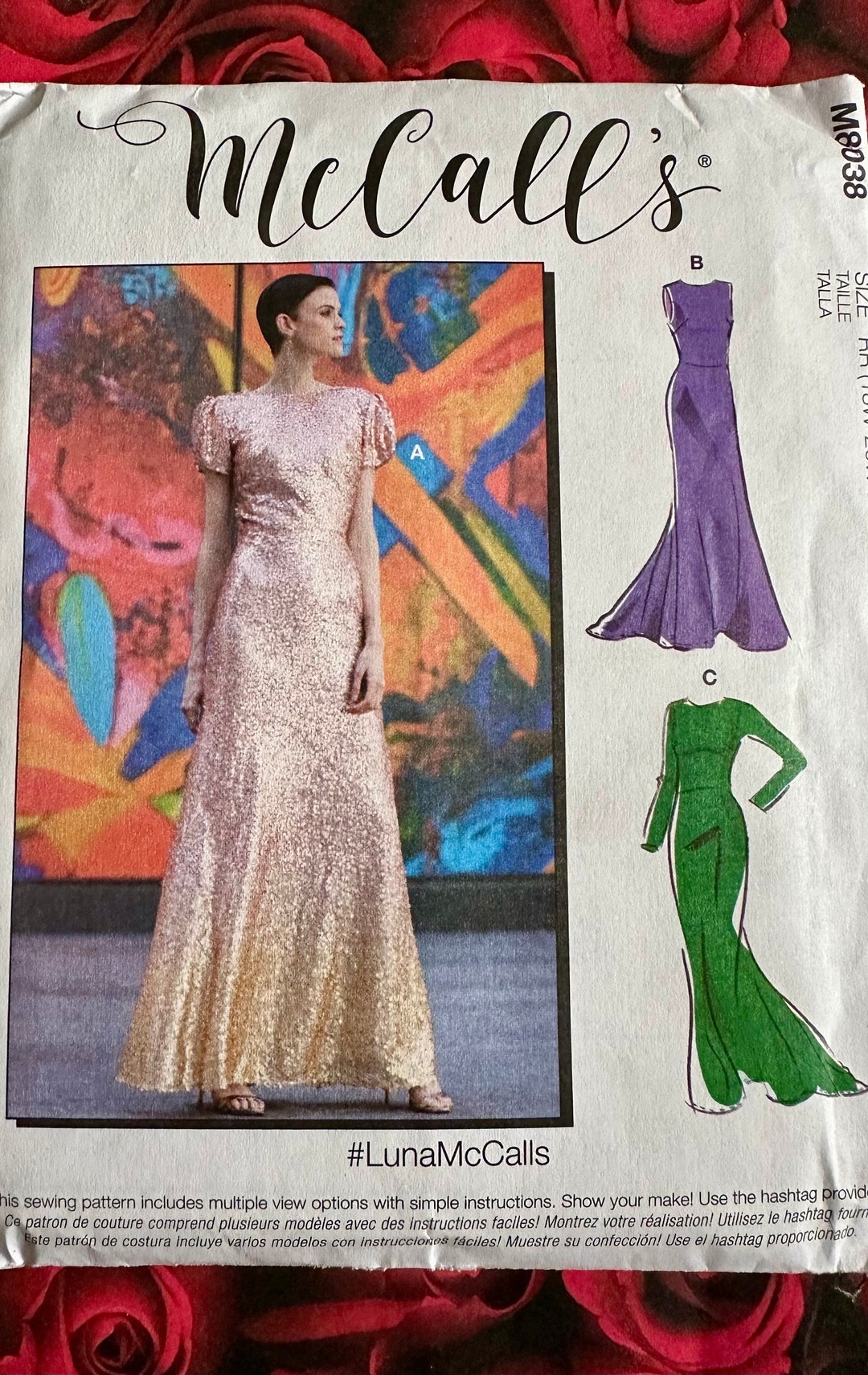 Uncut Plus Size Evening Dress Pattern-mccalls 8038 - Etsy