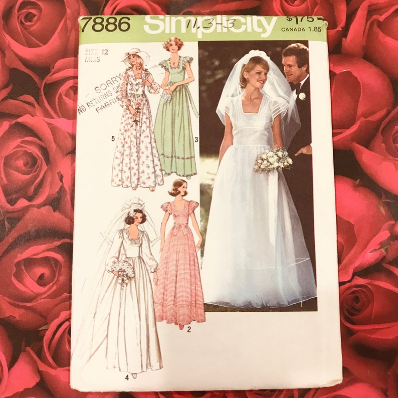 1970s Uncut Bridal Dress Pattern-simplicity-7886 - Etsy