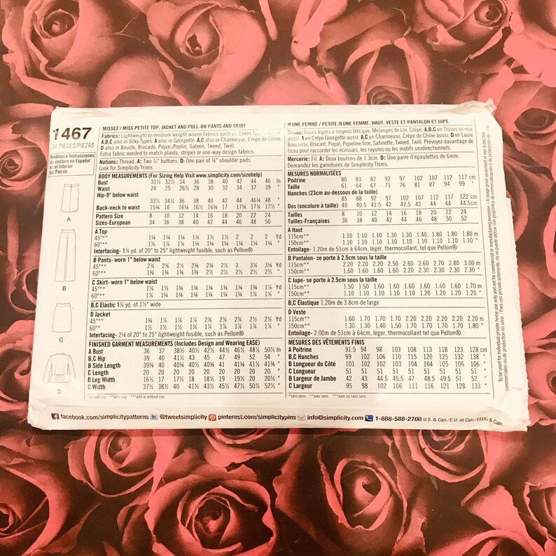 Jacket Pants and Top Pattern Uncut Simplicity 1467 - Etsy